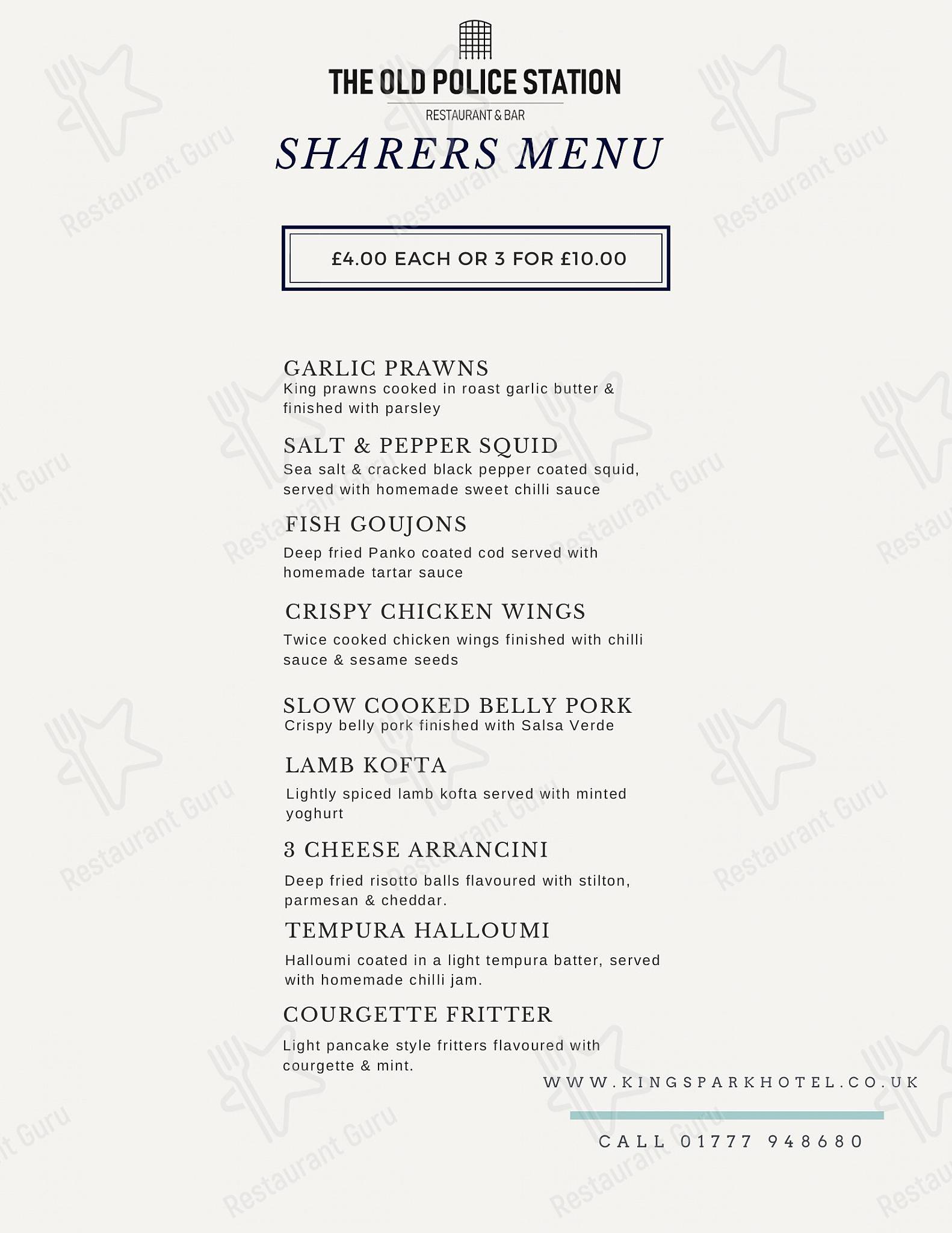 Menu at The Old Police Station restaurant, Retford