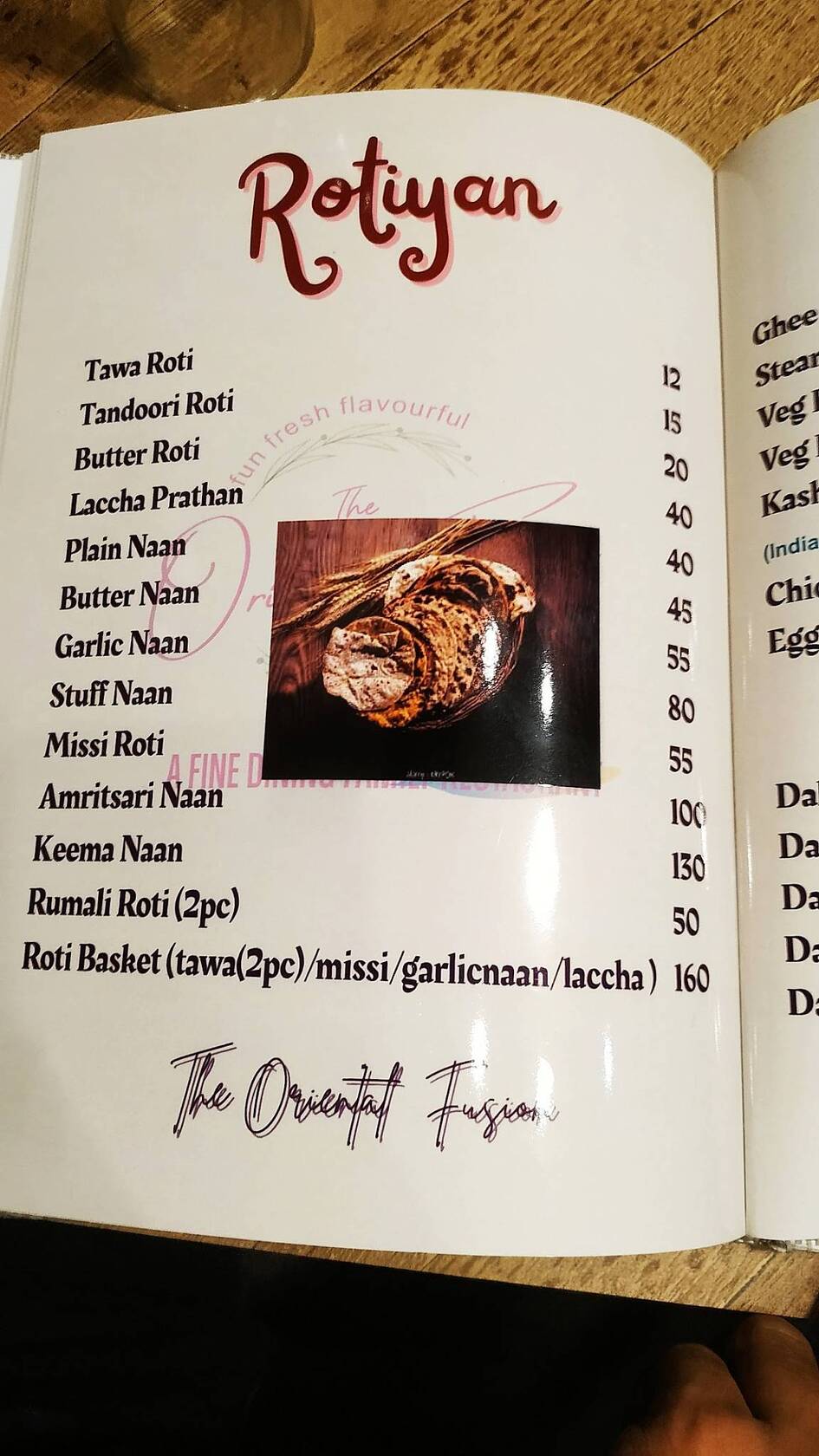 Menu at The Oriental Fusion, Bihar Sharif