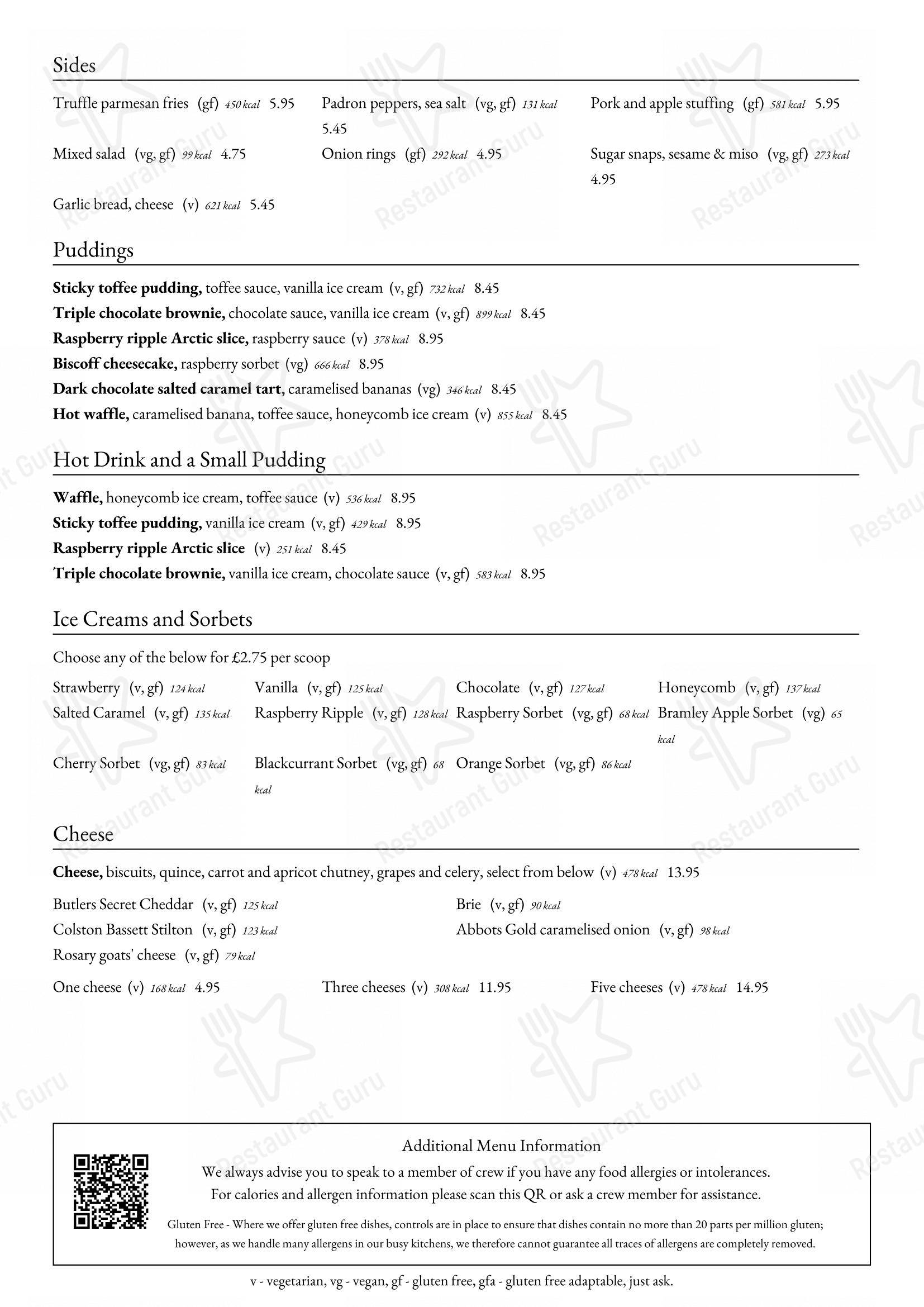 Menu at The Pheasant at Buckland pub & bar, Betchworth