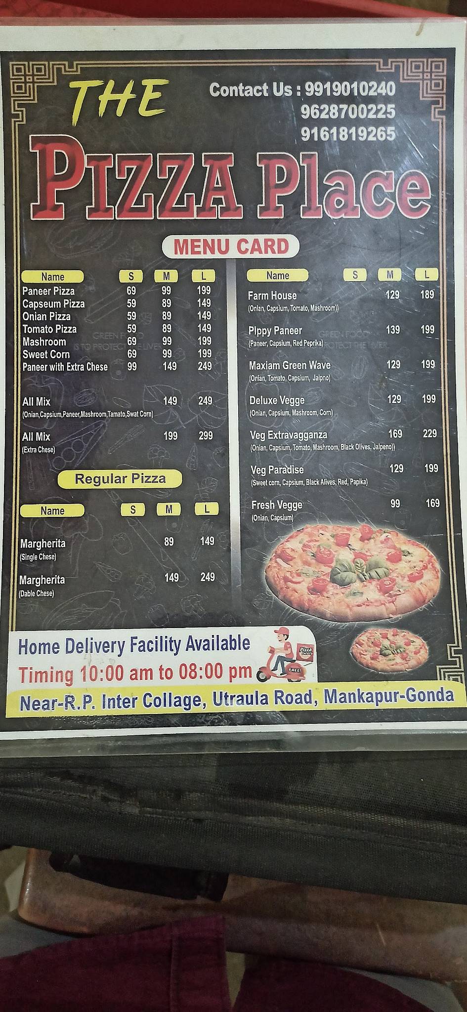 Menu at The Pizza Place, Mankapur