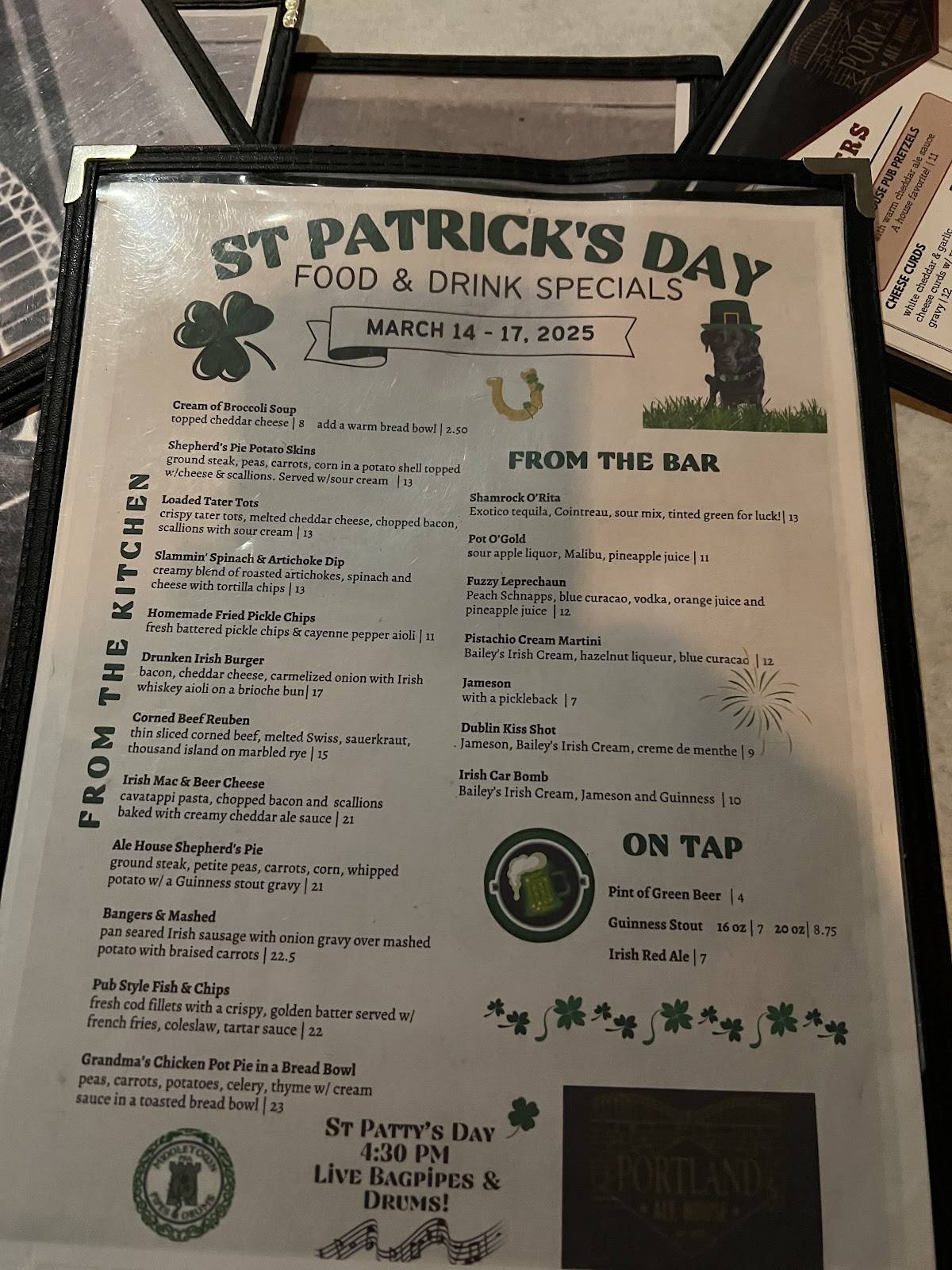 Menu at The Portland Ale House pub & bar, Portland