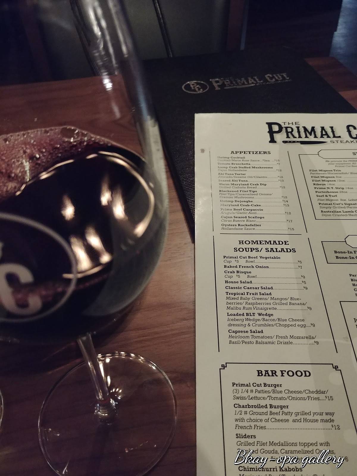 Menu at The Primal Cut steakhouse, Tinley Park
