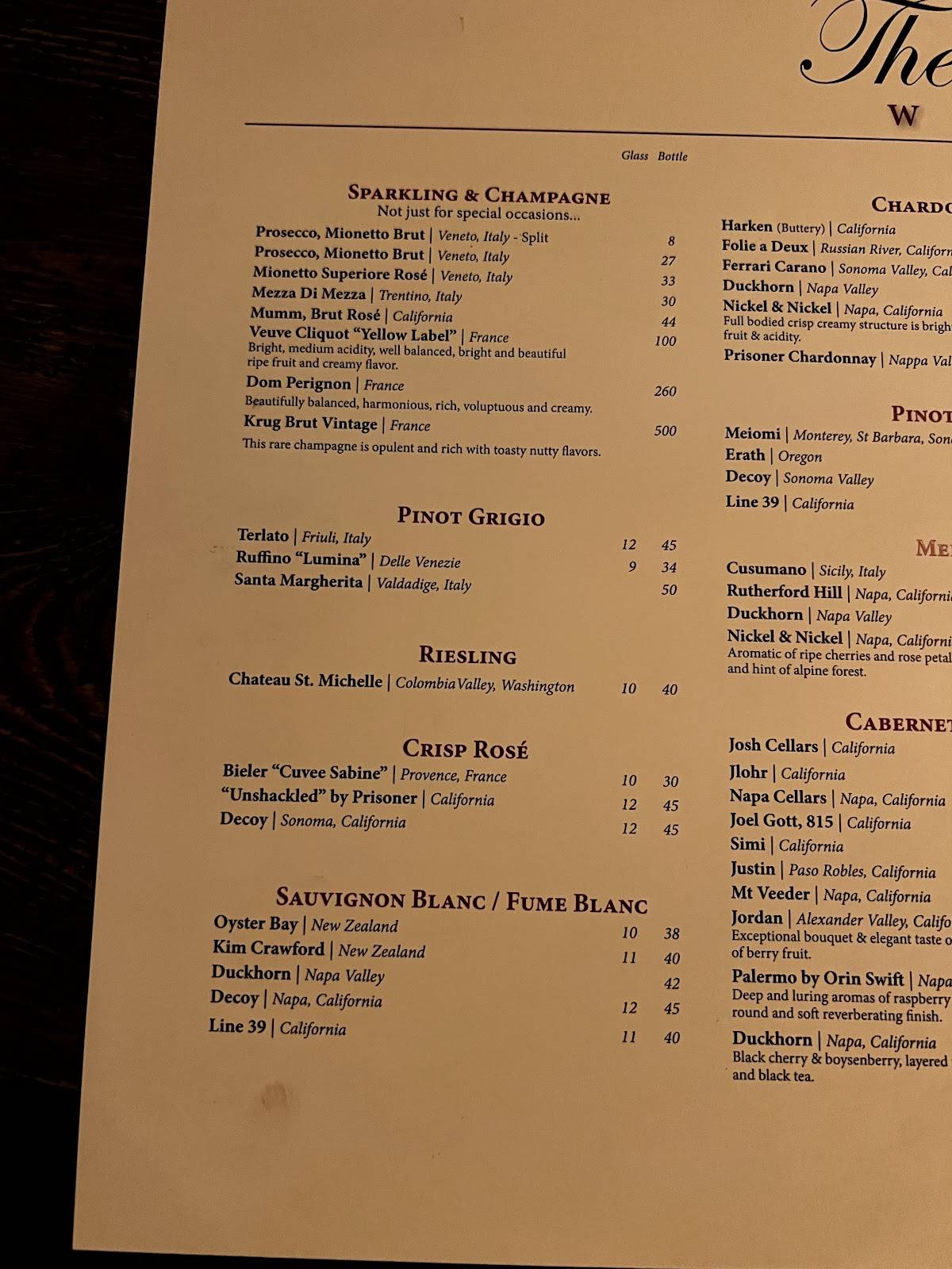 Menu at The Primal Cut steakhouse, Tinley Park