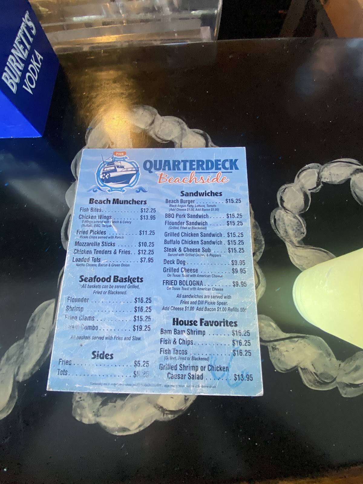 Menu at The Quarter Deck pub & bar, Myrtle Beach