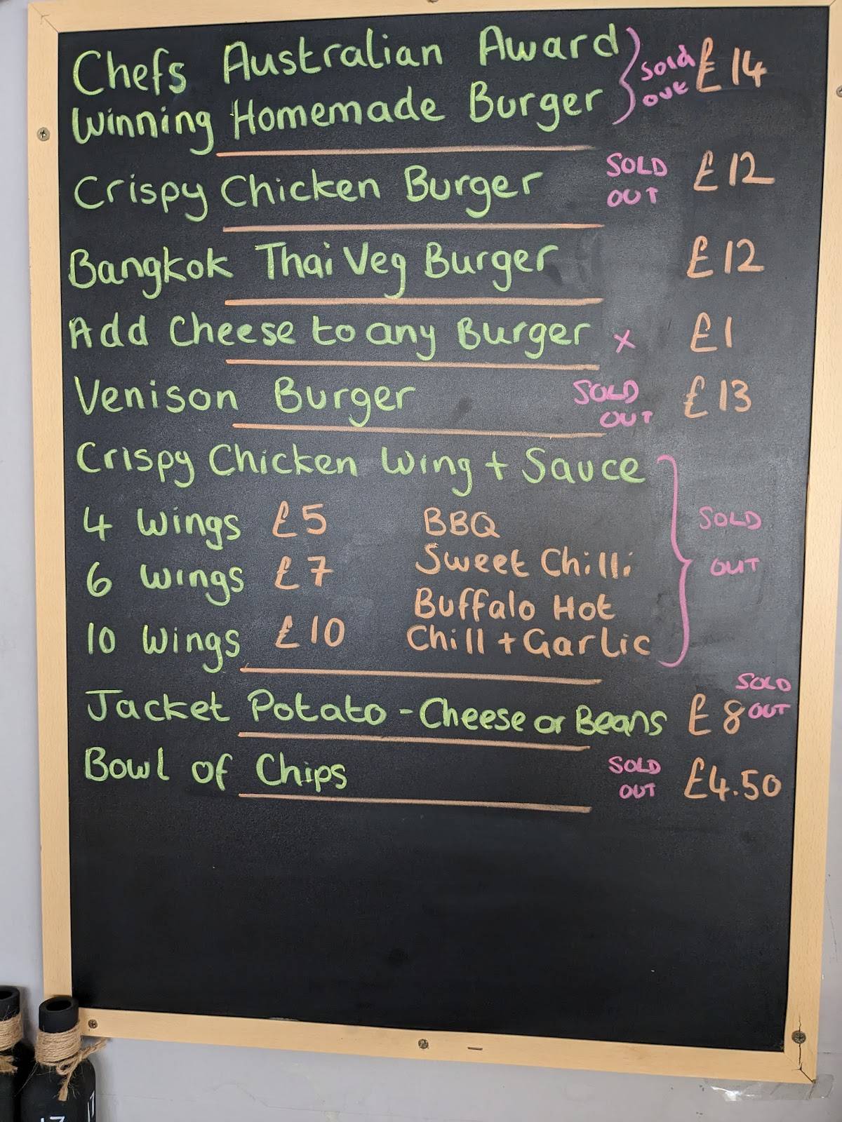 Menu at The Quayside restaurant, Stourport-on-Severn