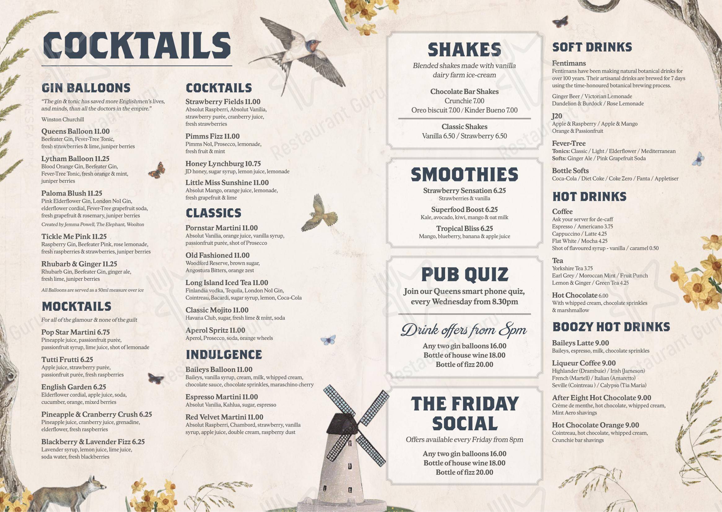 Menu at The Queens Hotel pub & bar, Lytham Saint Annes