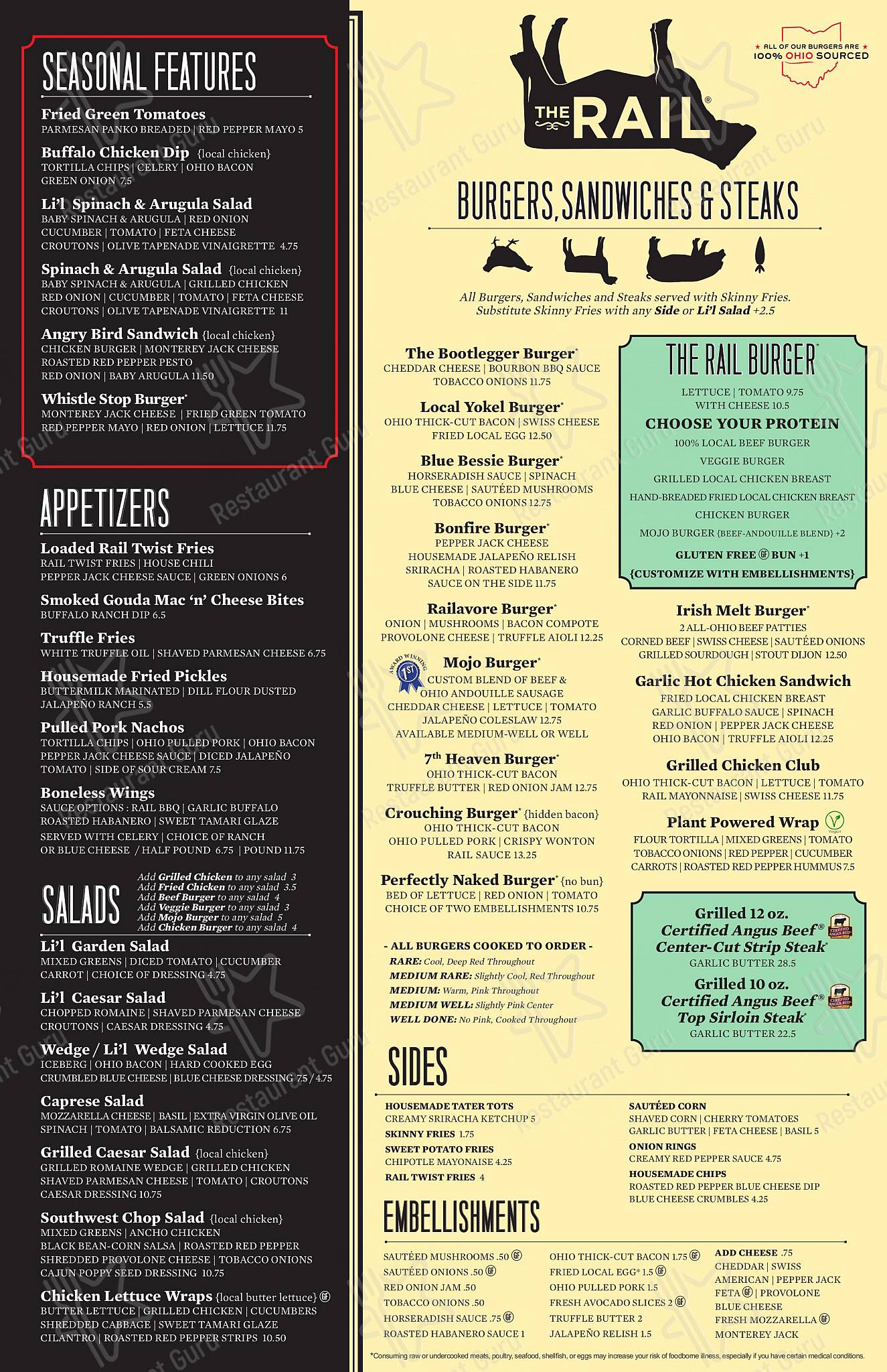 Menu at Rail Craft Kitchen & Bar - Dublin, Dublin