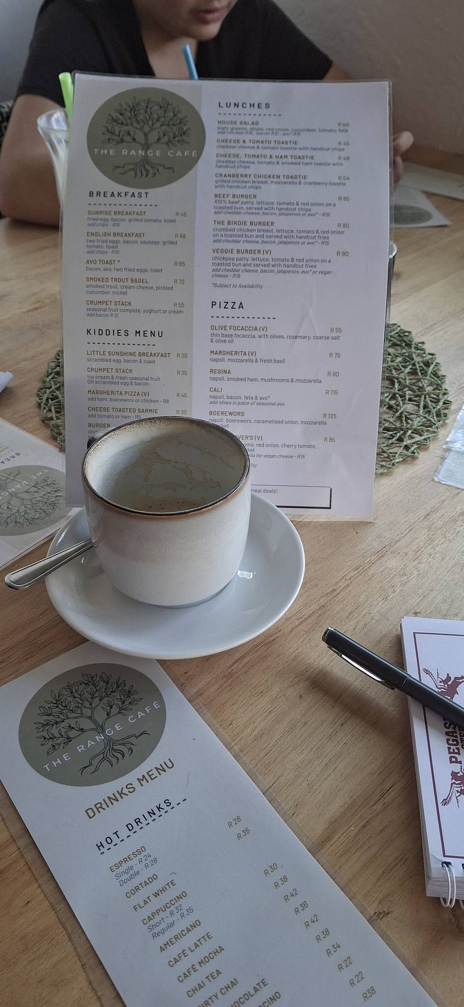 Menu at The Range Café restaurant, Pennington