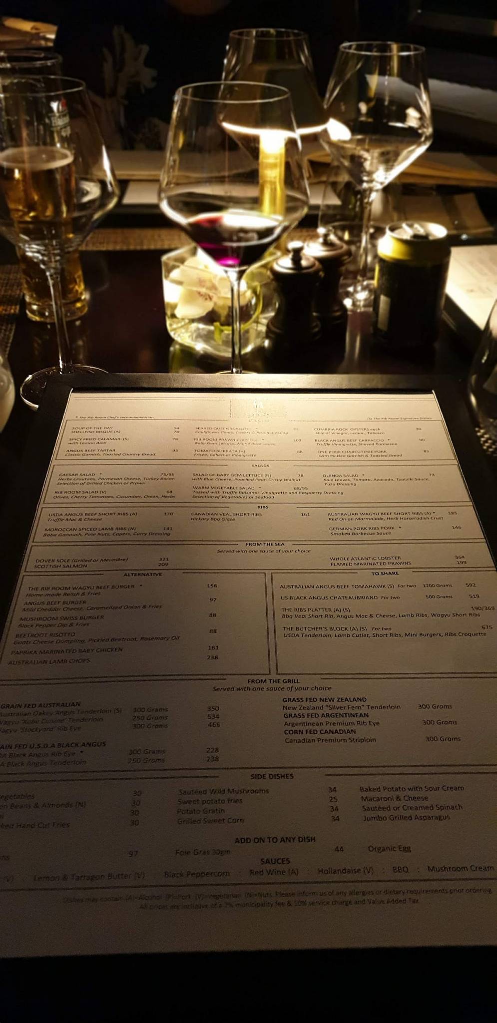 Menu at The Rib Room Restaurant, Dubai, Ground floor