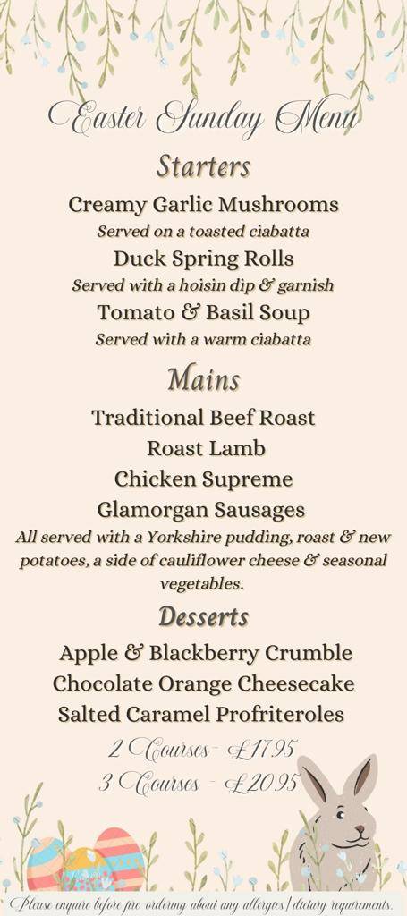 Menu at The Rising Sun Inn pub & bar, Pontypool