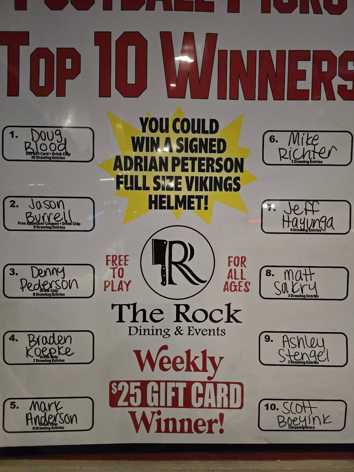 Menu at The Rock Dining and Events restaurant, Granite Falls