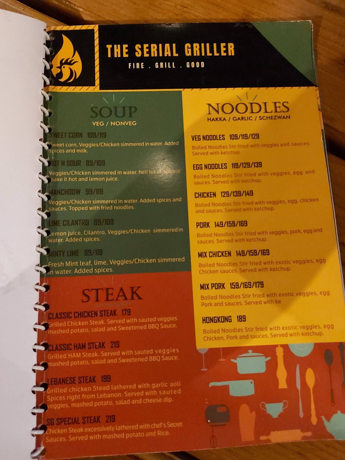 Menu at The Serial Griller, Agartala
