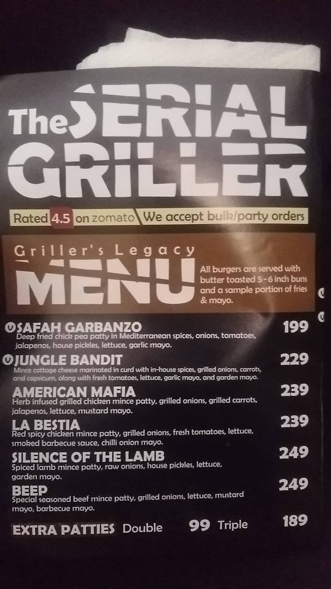 Menu at The Serial Griller - Khar, Mumbai, Shop 1