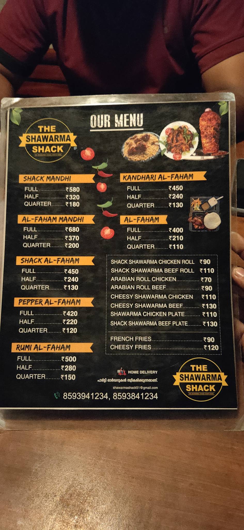 Menu at The Shawarma Shack, Thrissur