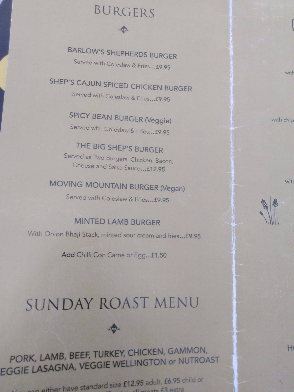 Menu at The Shepherds Rest pub & bar, Nottingham, Lower Bagthorpe