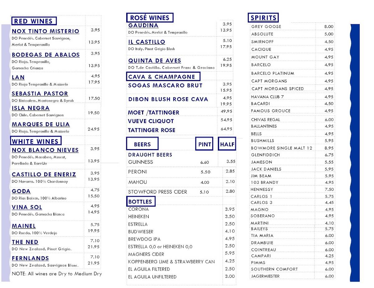 Menu at The Ship Sports Bar & Eatery Portals, Portals Nous