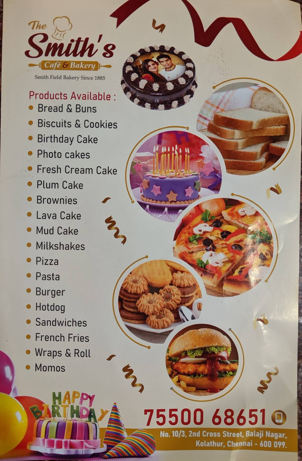 Menu at The Smith's Cafe & bakery, Chennai, 10/3
