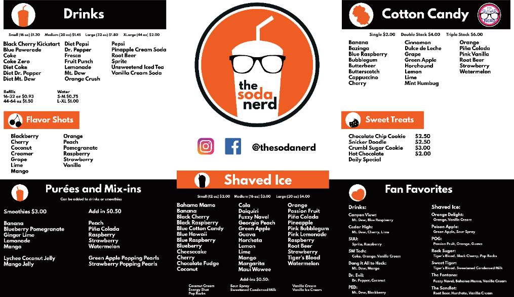 Menu at The Soda Nerd pub & bar, Cedar City