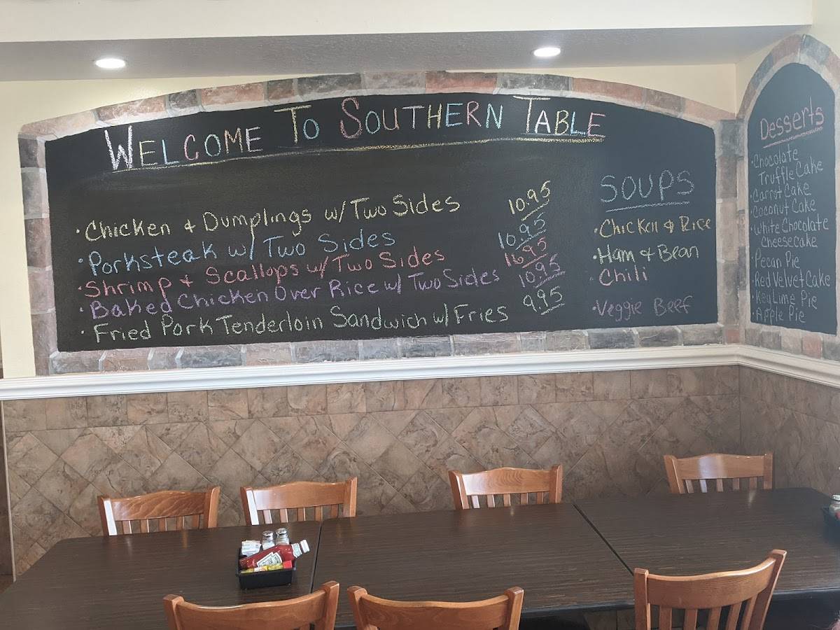 Menu at The Southern Table restaurant, Bunnell