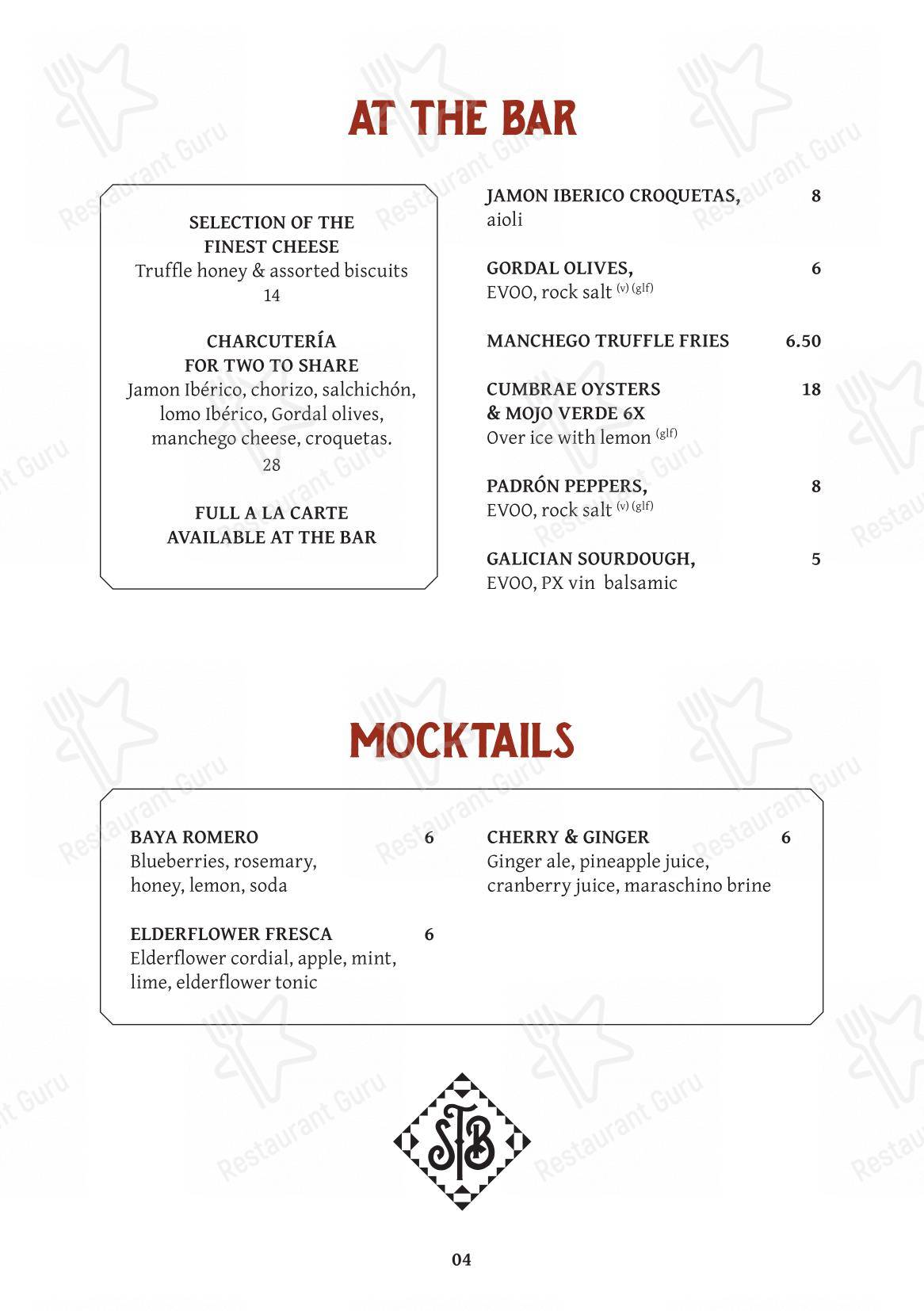 Menu at The Spanish Butcher Edinburgh steakhouse, Edinburgh