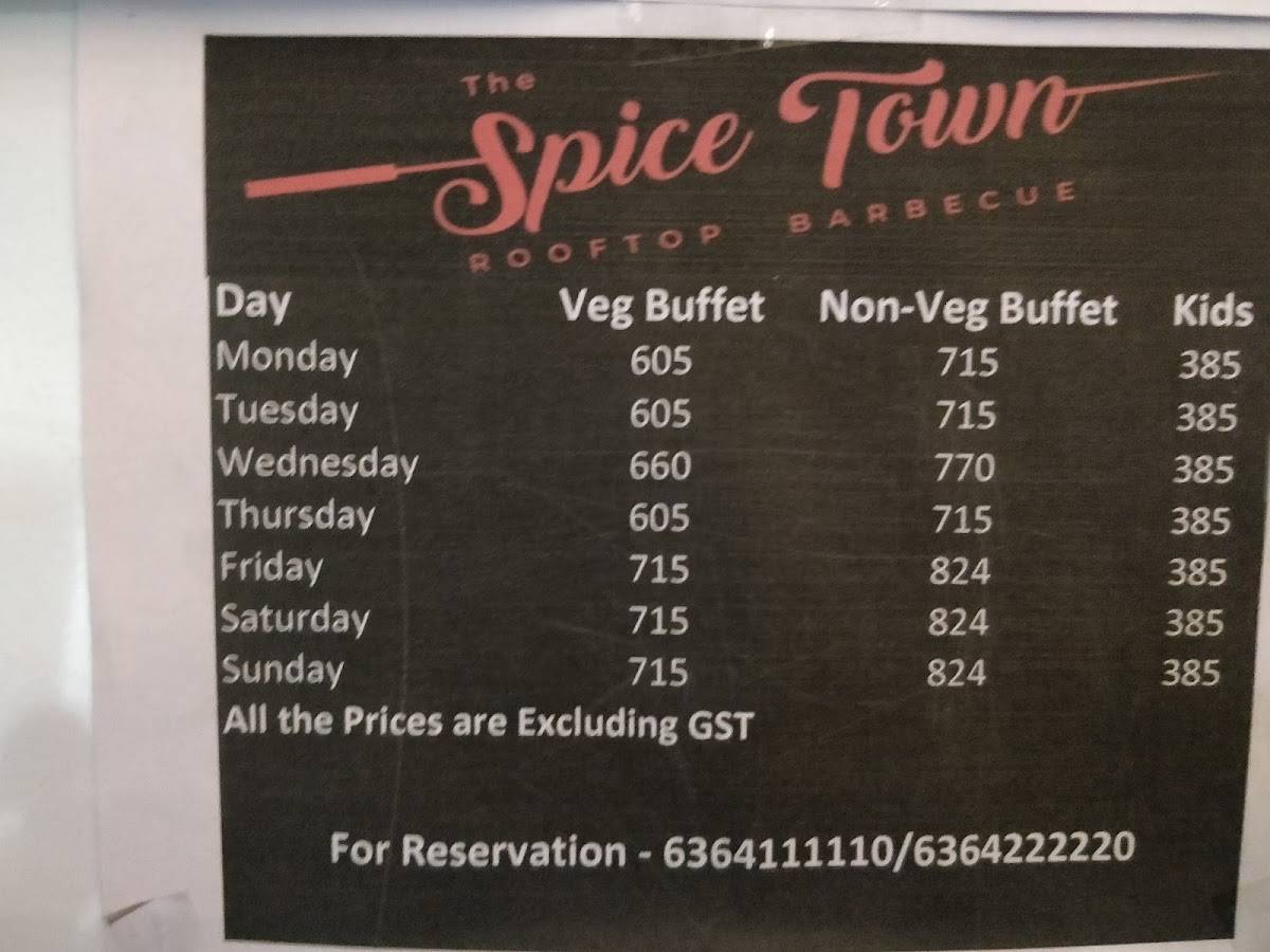 Menu at The Spice Town, Bengaluru