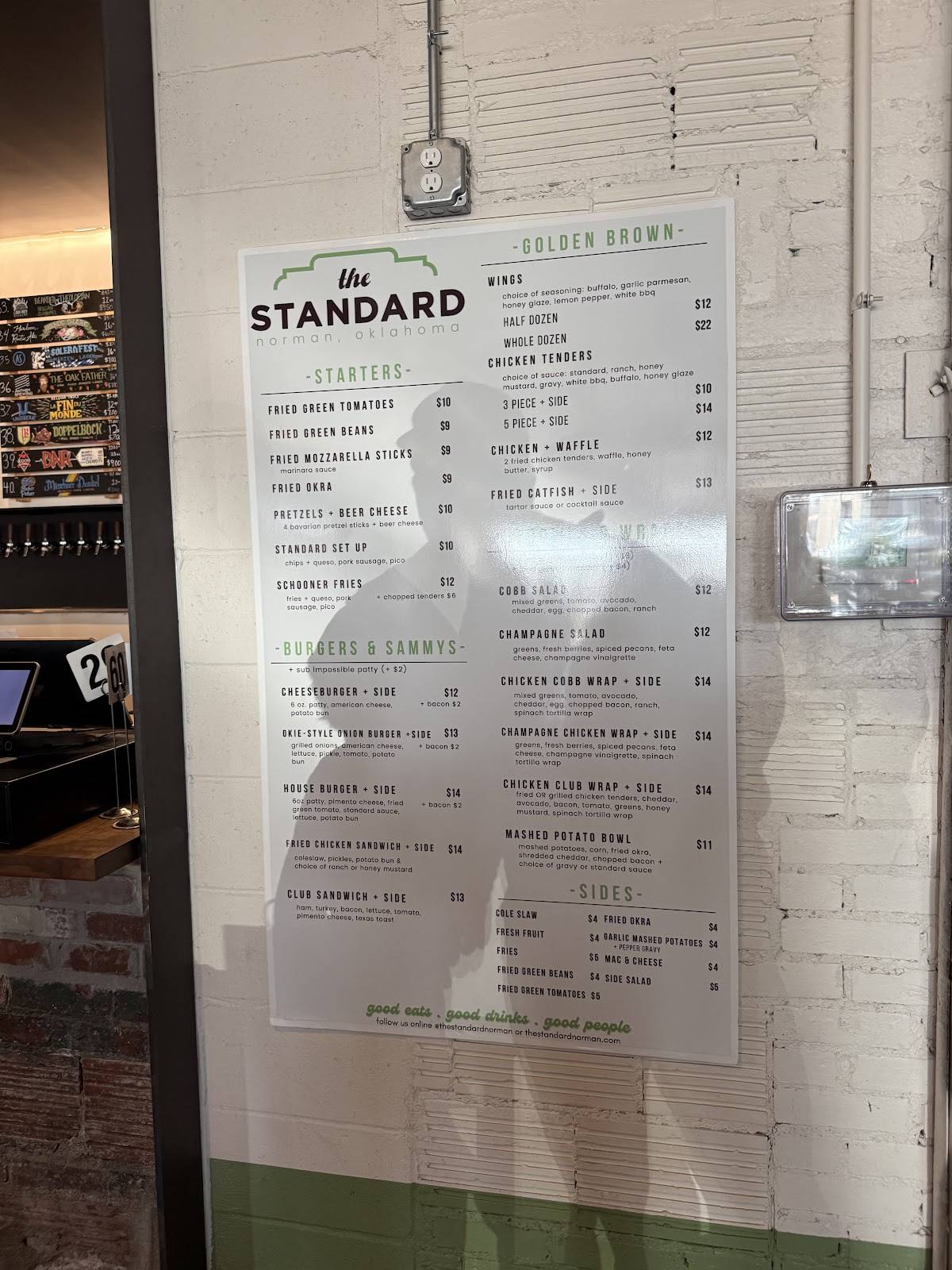 Menu at The Standard restaurant, Norman