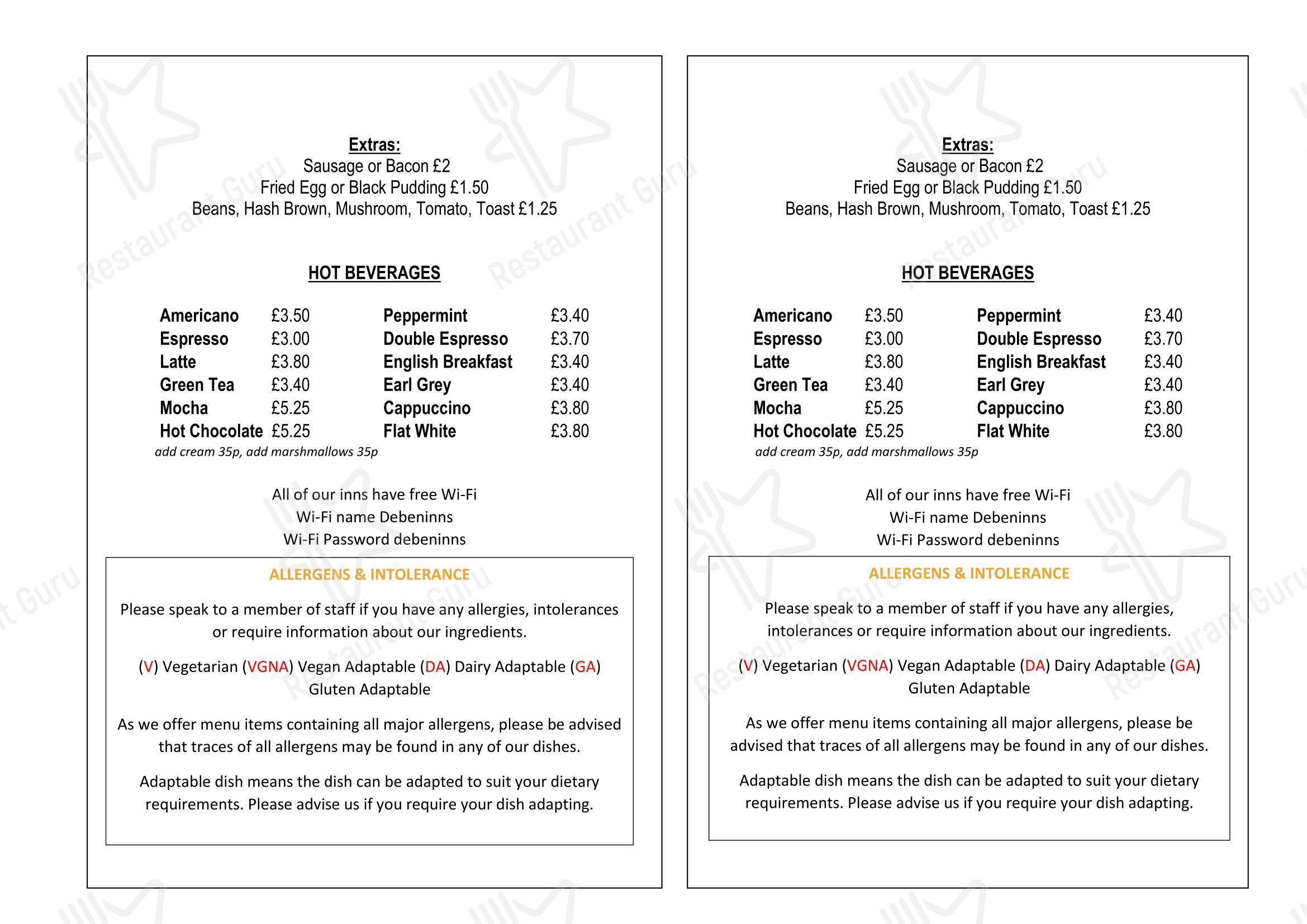 Menu at The Swan pub & bar, Ipswich, Westerfield Rd