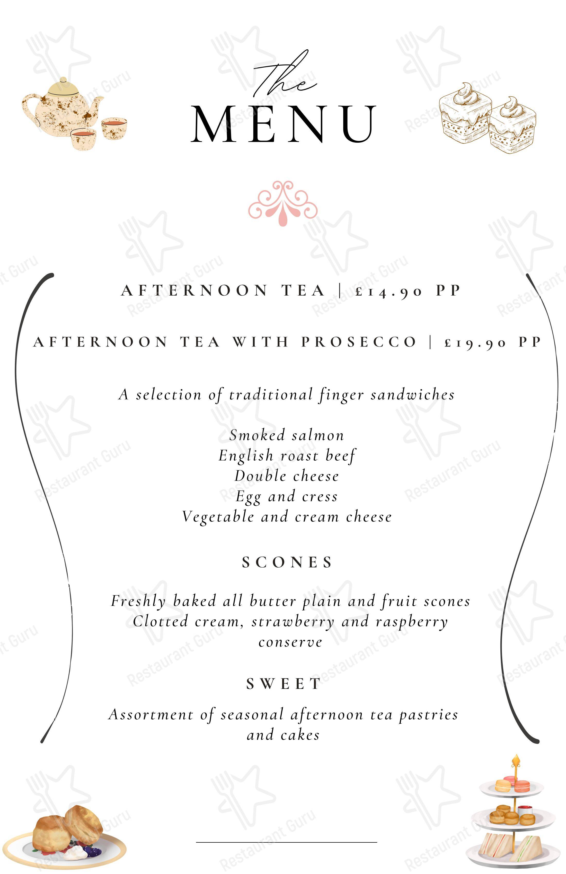 Menu at The Tara Tea Lounge restaurant, London