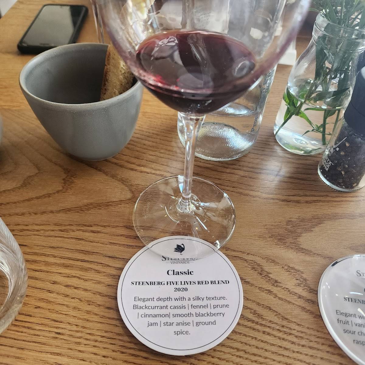 Menu at The Tasting Room restaurant, Pretoria