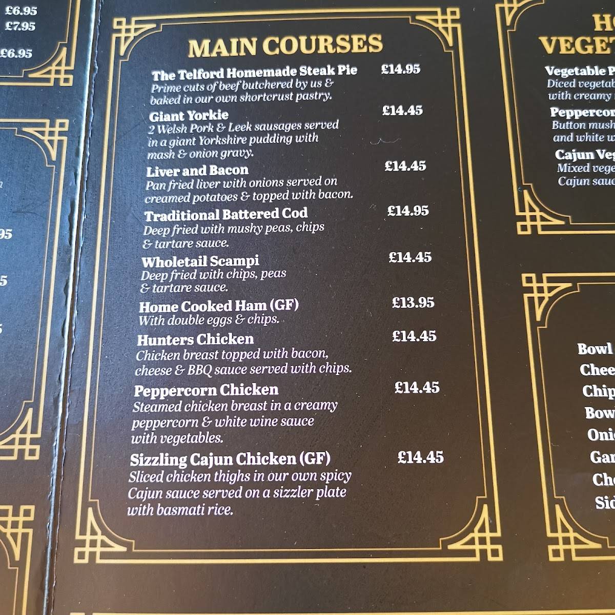 Menu at The Telford Inn pub & bar, Llangollen