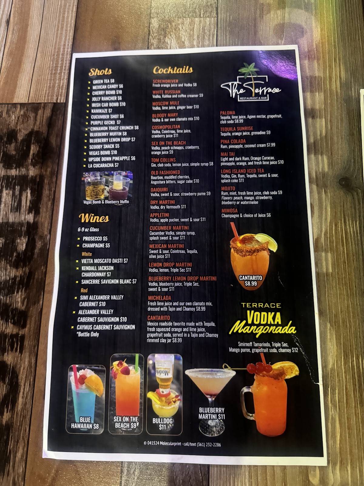 Menu at The Terrace Restaurant & Bar @ Alameda, Corpus Christi