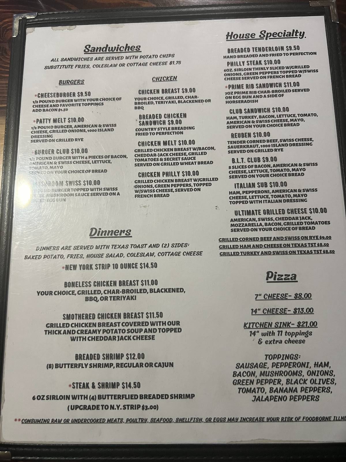 Menu at The Thompson House pub & bar, Indianapolis