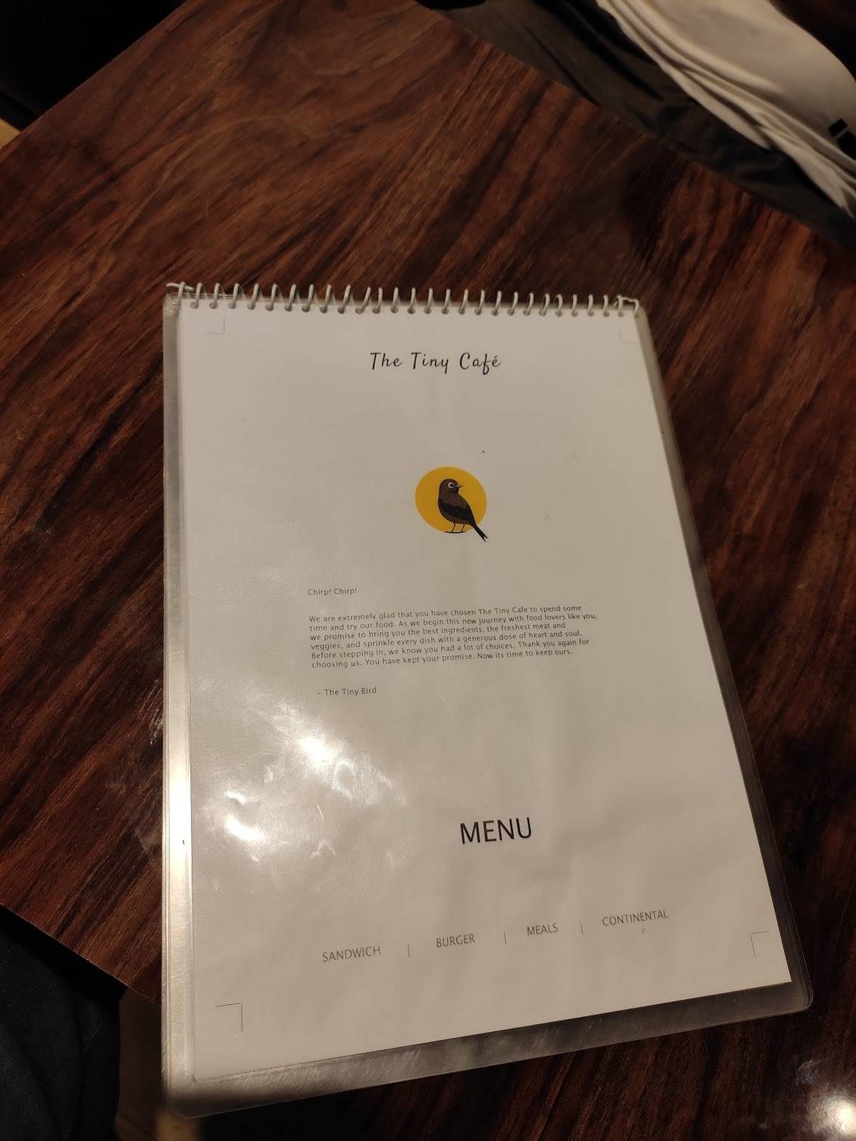 Menu at The Tiny Café, Guwahati