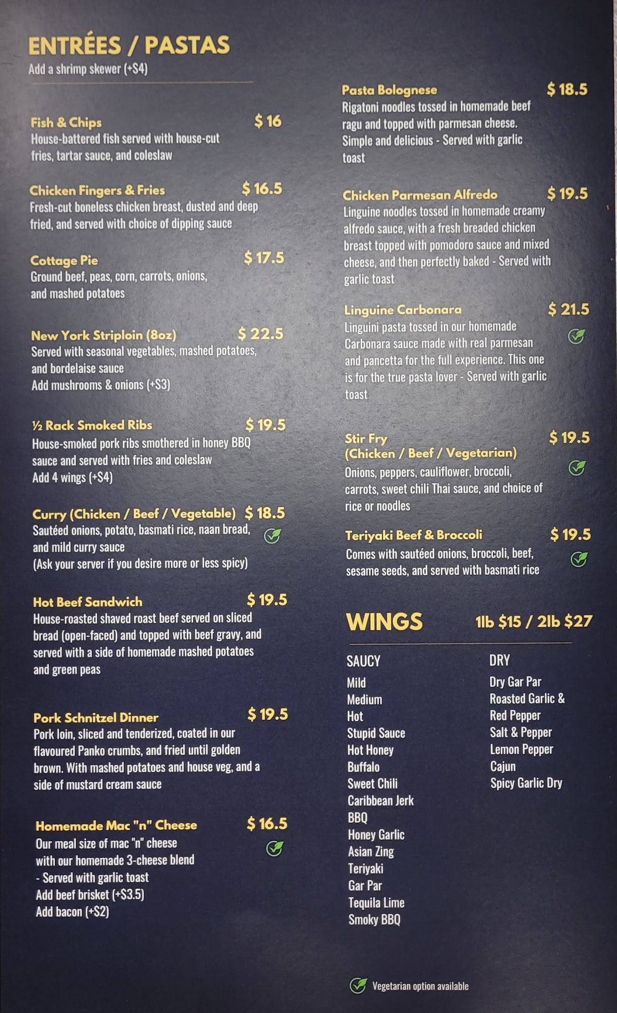 Menu at The Toad Stool Pub and Restaurant, Oshawa, 701 Grandview St N
