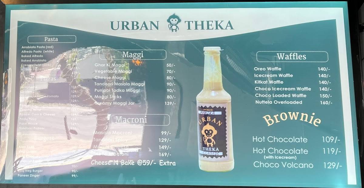 Menu at The Urban Theka Cafe, Udaipur