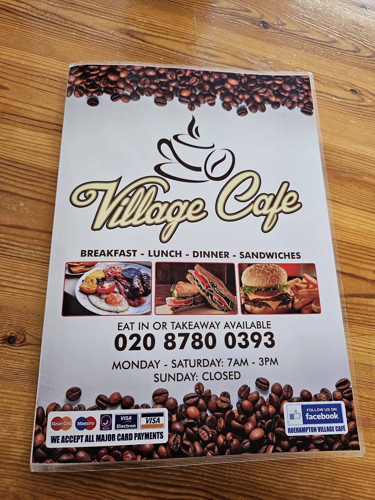 Menu at The Village Cafe, London, 17A Roehampton High St