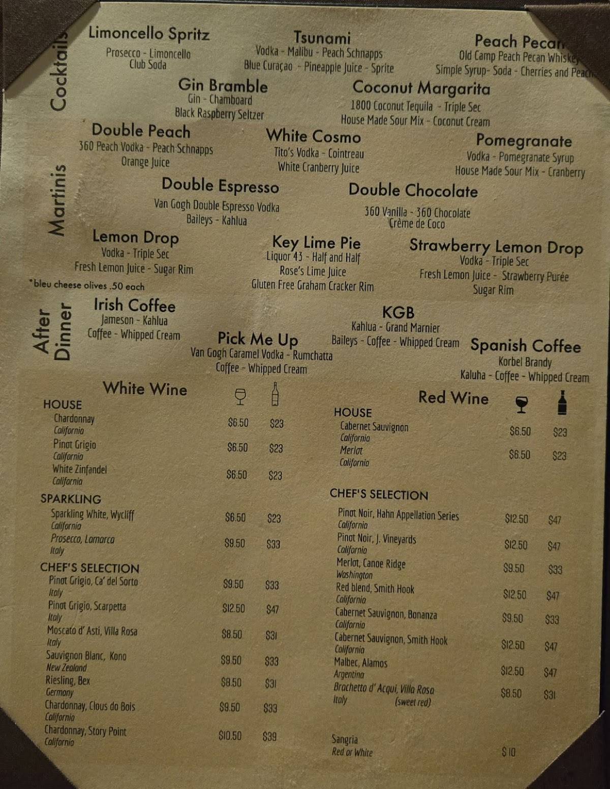 Menu at Fenney Grill restaurant, The Villages, Fenney Wy