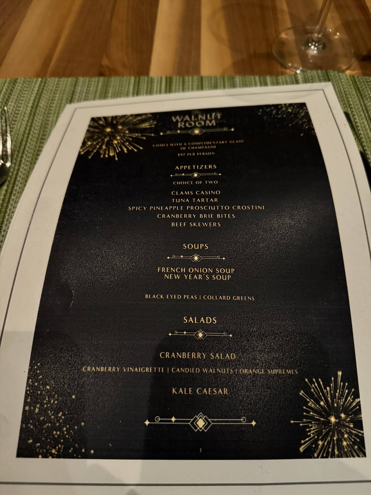 Menu at The Walnut Room - Hotel Northland - Green Bay pub & bar, Green Bay