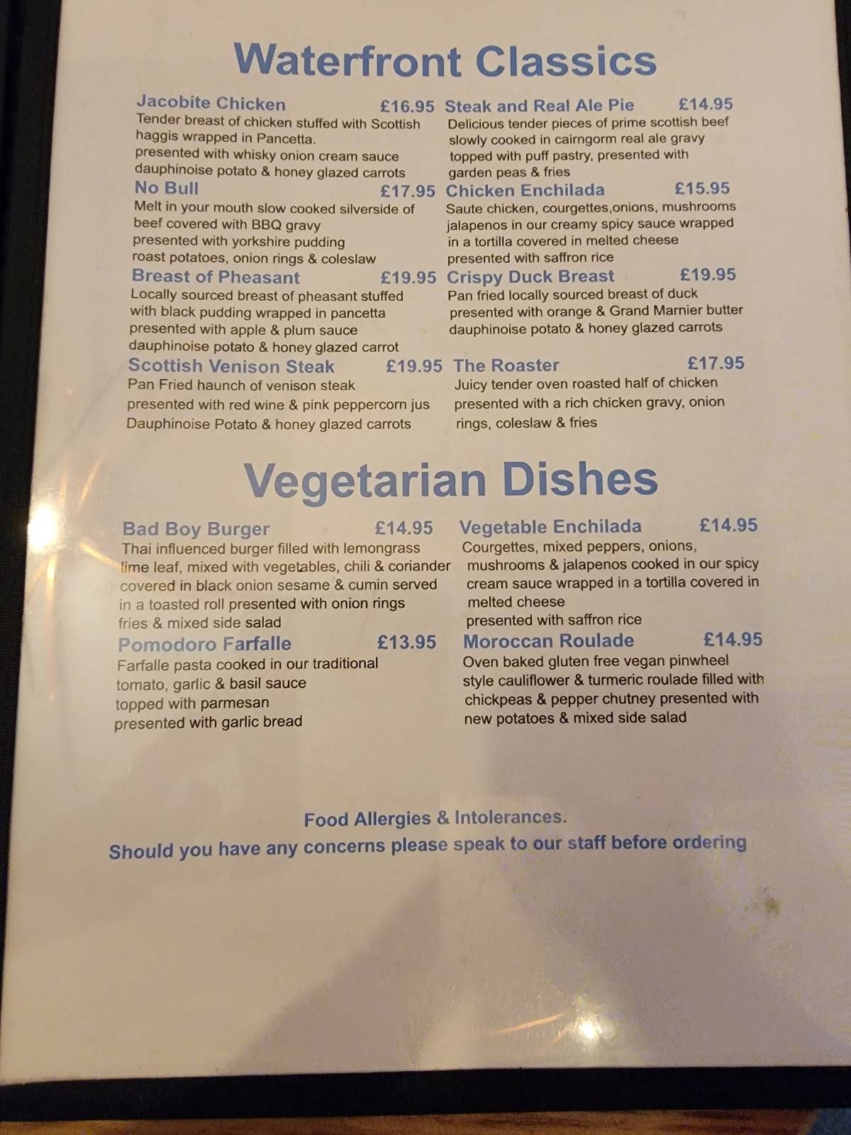 Menu at The WaterFront pub & bar, Inverness