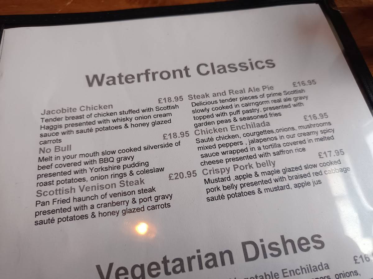 Menu at The WaterFront pub & bar, Inverness