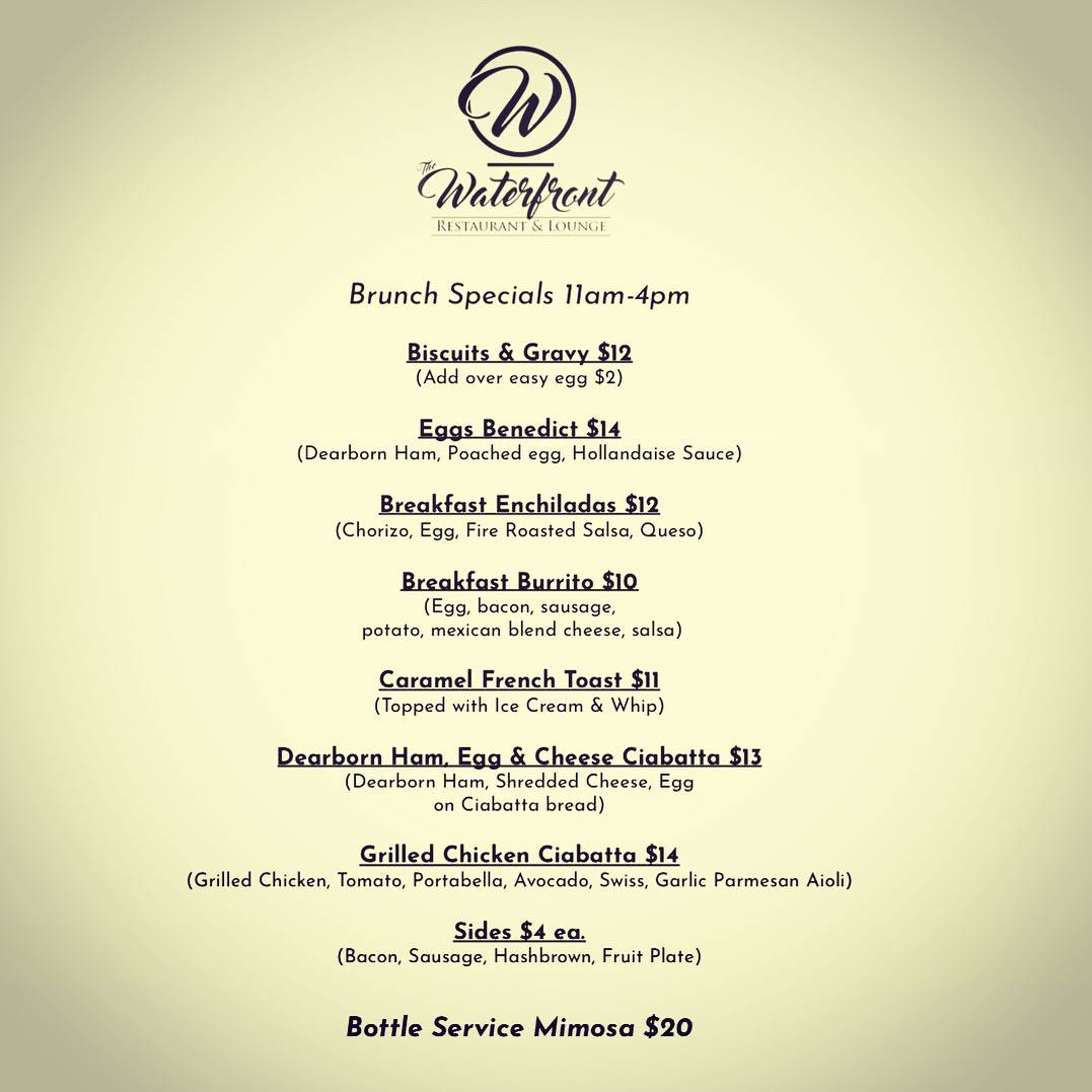 Menu at The Waterfront Wyandotte restaurant, Wyandotte