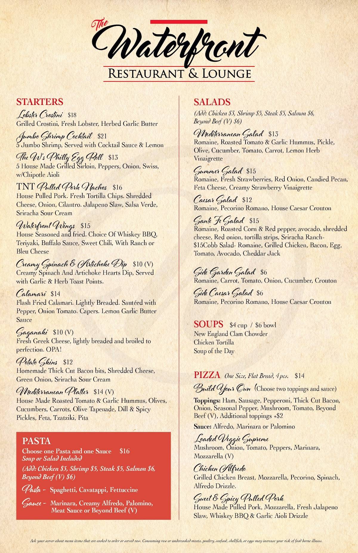 Menu at The Waterfront Wyandotte restaurant, Wyandotte