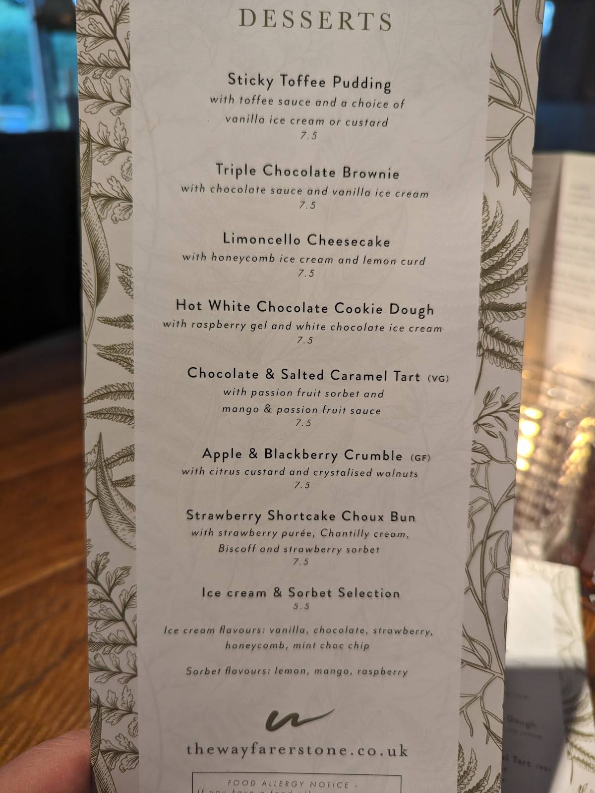 Menu at The Wayfarer pub & bar, Stone
