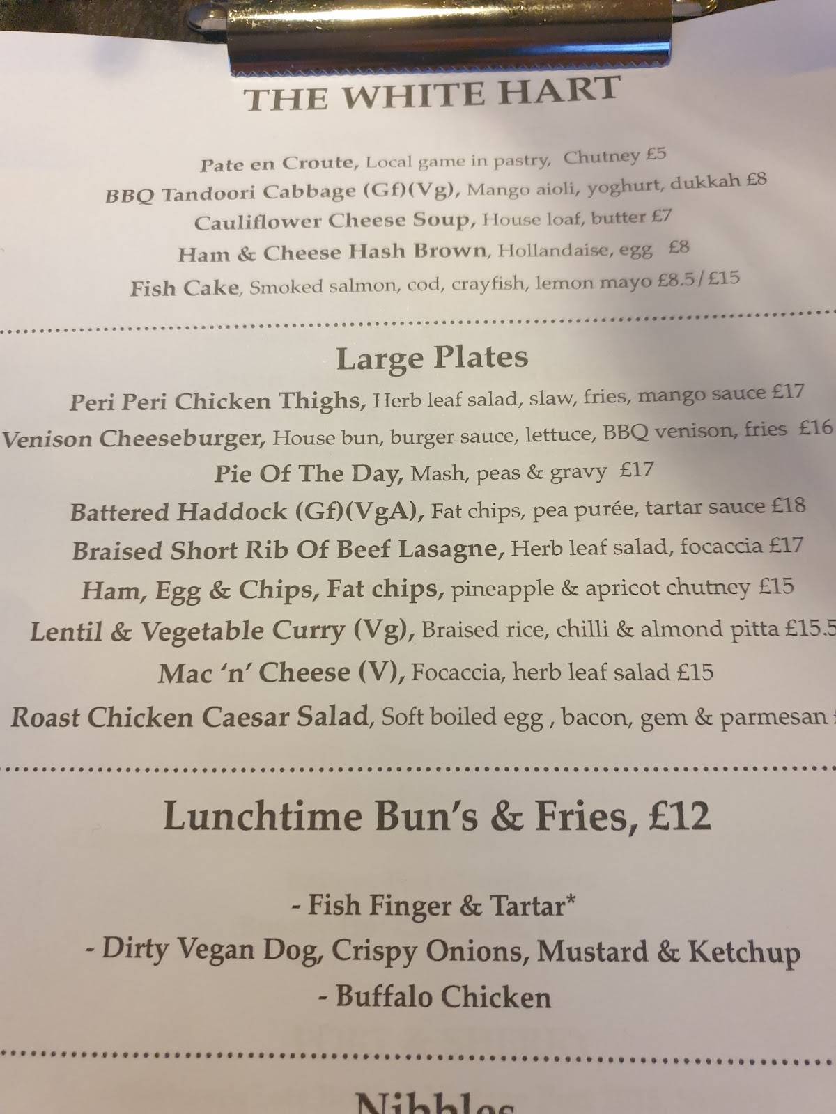 Menu at The White Hart pub & bar, Henfield