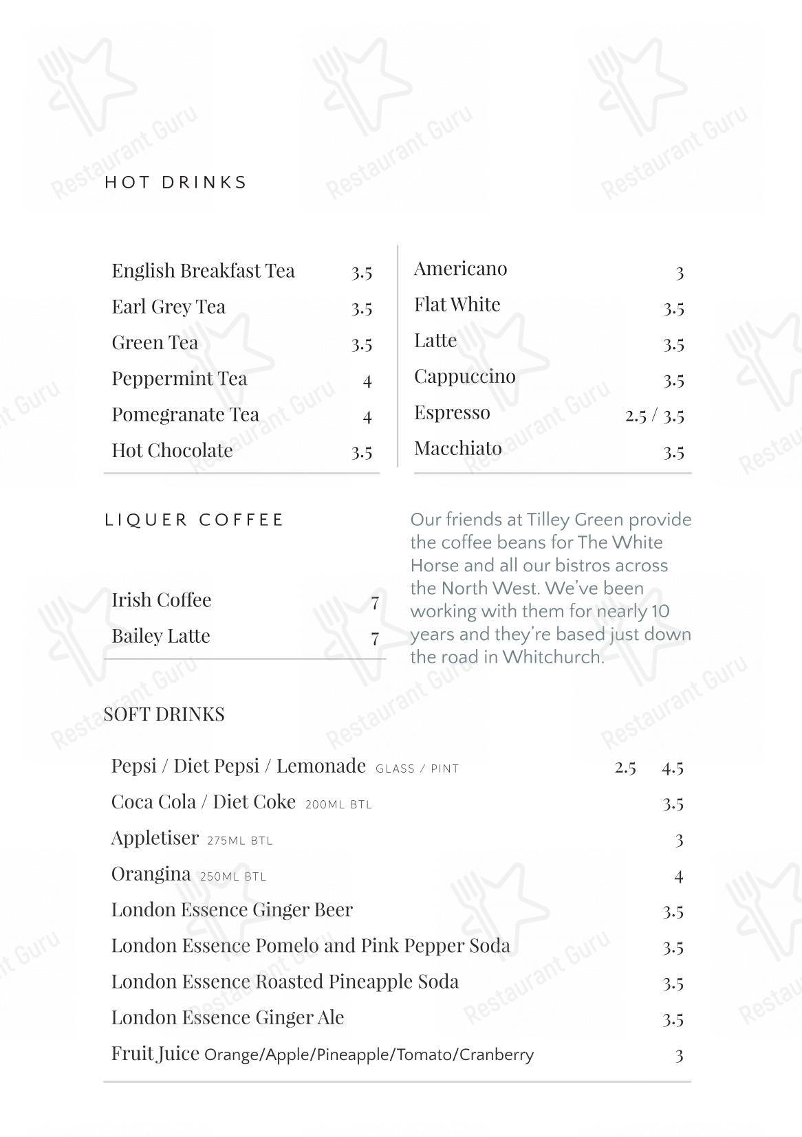 Menu at The White Horse in Churton pub & bar, Holt, Chester Rd