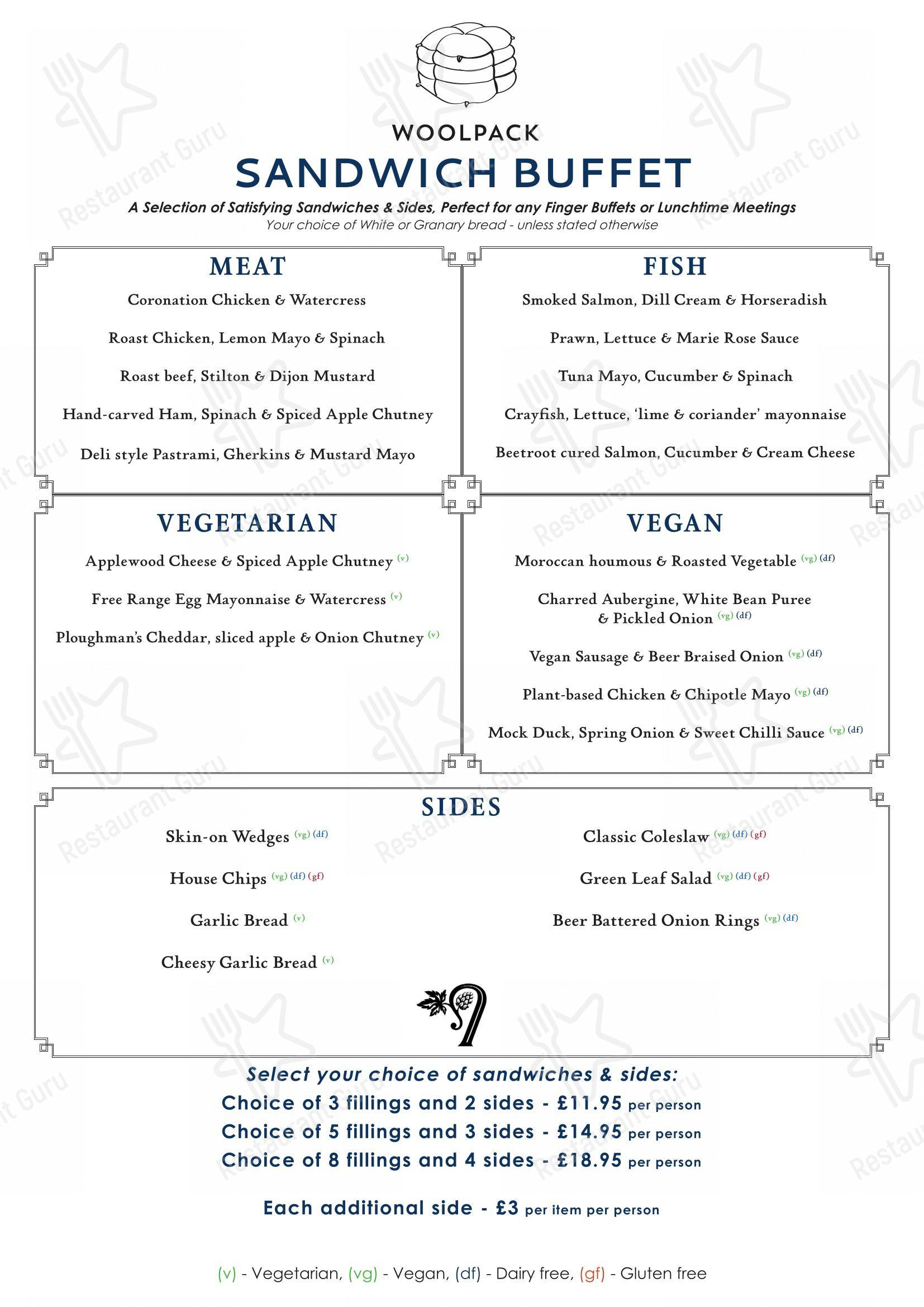 Menu at The Woolpack pub & bar, Banstead, 186 High St