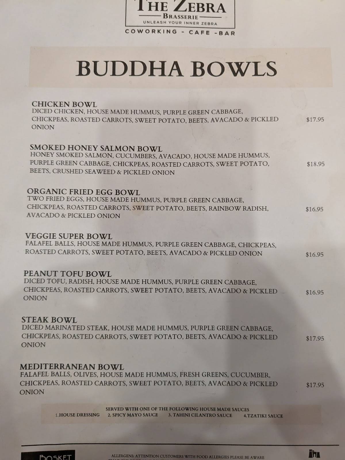 Menu at The Zebra Brasserie desserts, Wenatchee