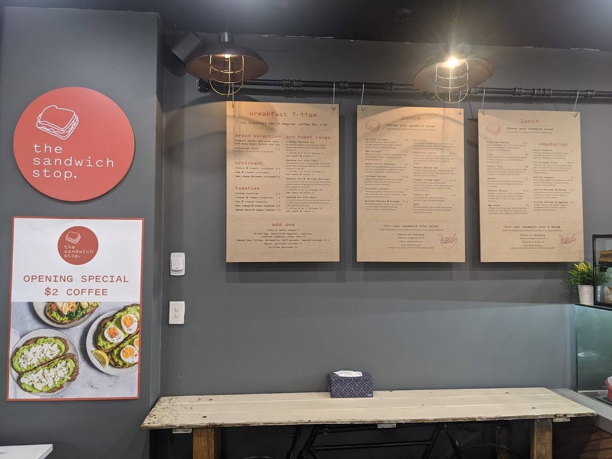 Carta de The sandwich stop, Surry Hills