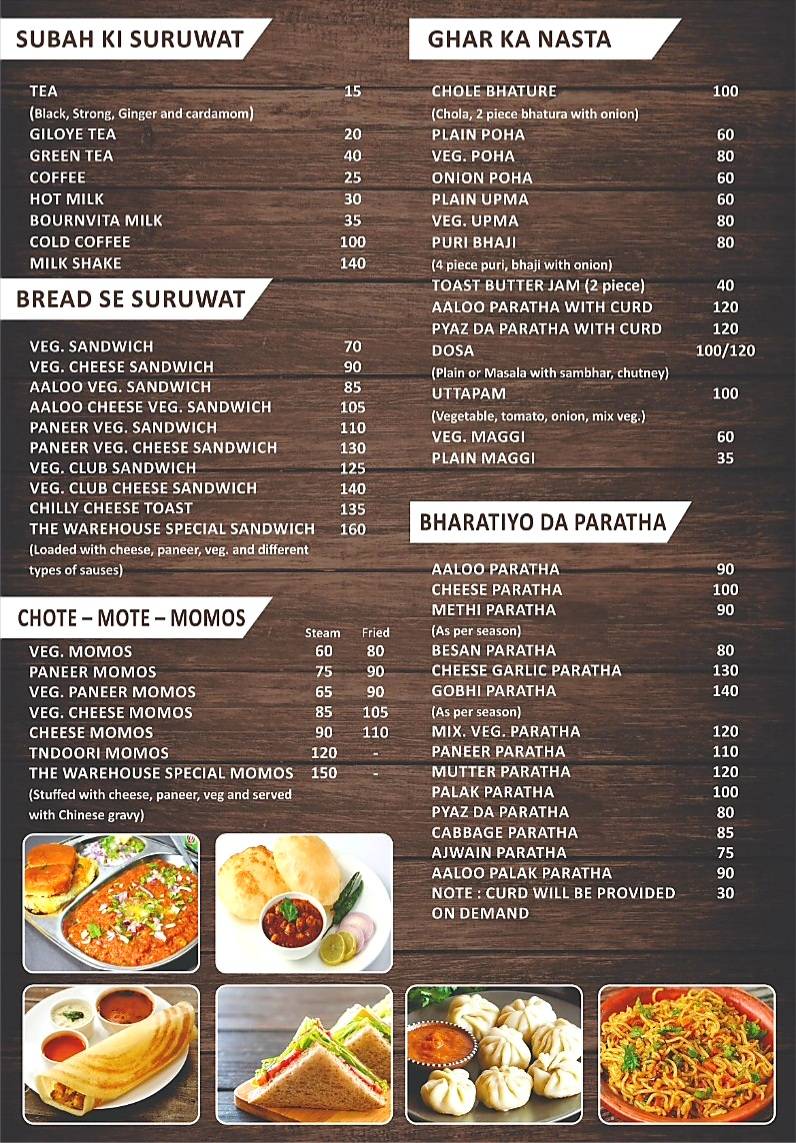 Menu at The warehouse restaurant & cafe, Sangariya