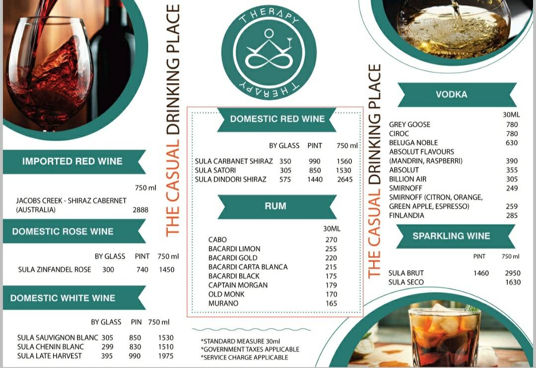 Menu at Therapy - The Casual Drinking Place, Mumbai